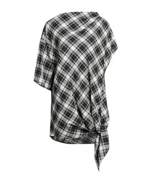 ISABEL MARANT ÉTOILE Isabel Marant Etoile Plaid Asymmetrical Short Sleeve Top