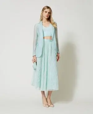 TWINSET Long Pleated Lace Skirt