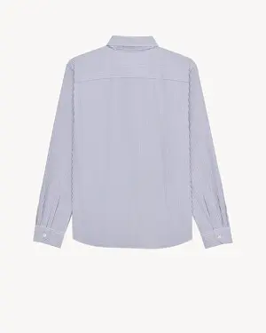 Saint Laurent Cassandre Shirt In Striped Cotton Poplin