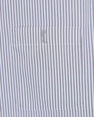 Saint Laurent Cassandre Shirt In Striped Cotton Poplin