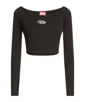 DIESEL® Ribbed-knit Scoop Neck Long Sleeve Jumper - Black