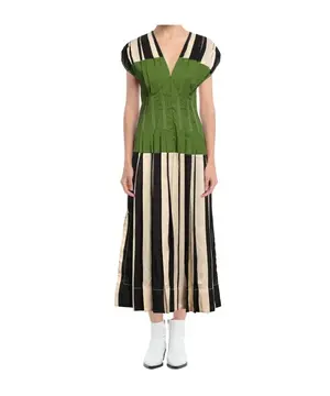 Tory Burch Striped V-neck Midi Dress