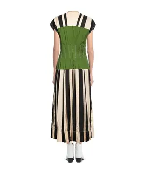 Tory Burch Striped V-neck Midi Dress