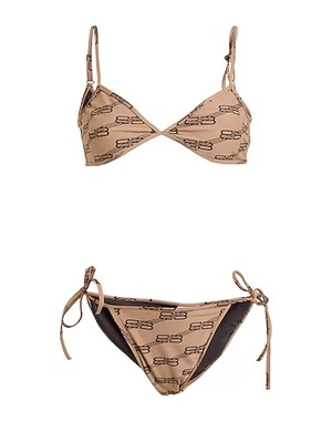 Balenciaga Printed Logo Triangle Bikini - Brown