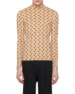MARINE SERRE High-neck Allover Moon Printed Top