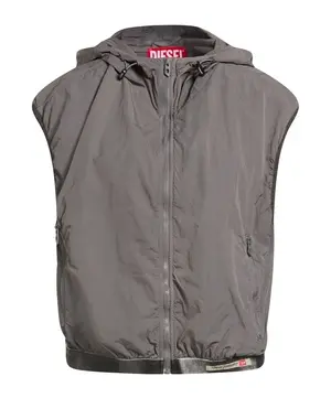 DIESEL® Solid Color Sleeveless Hooded Coat - Gray