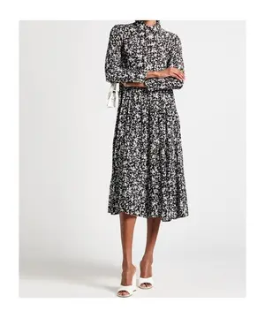 GANNI Floral Print Long Sleeve Midi Dress
