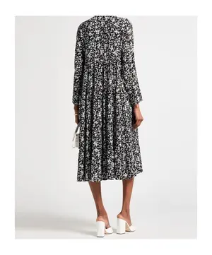 GANNI Floral Print Long Sleeve Midi Dress