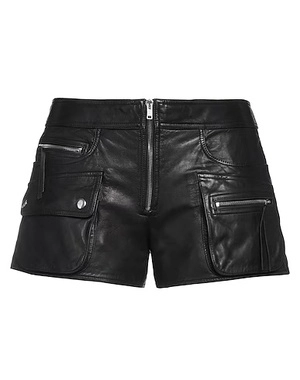 Isabel Marant Étoile Solid Color Leather Shorts - Black