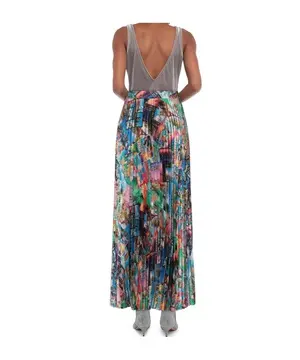 Balenciaga Printed Pleated Maxi Skirt