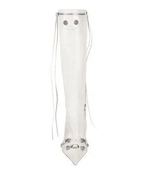 Balenciaga Leather Zip Up Pointed Toe Boots