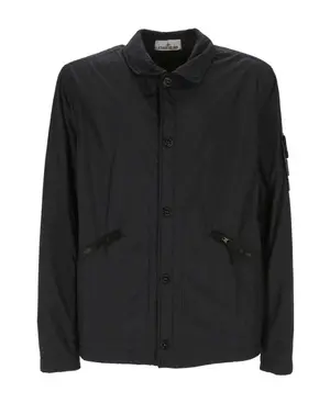 Stone Island Logo Patch Button-up Overshirt Jacket