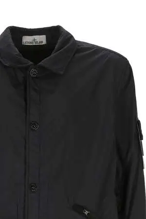 Stone Island Logo Patch Button-up Overshirt Jacket