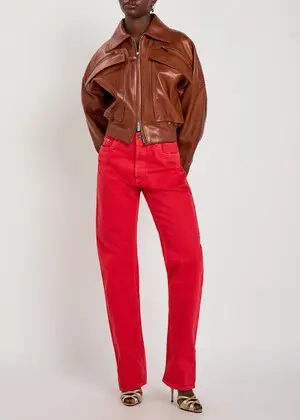 Versace Loose Leather Jacket With Zip-fastening Pockets