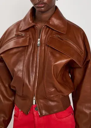 Versace Loose Leather Jacket With Zip-fastening Pockets