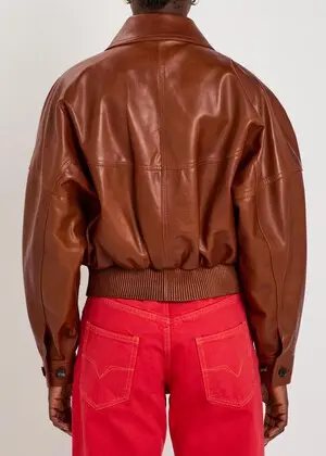 Versace Loose Leather Jacket With Zip-fastening Pockets