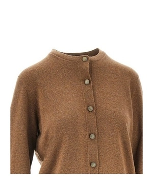 Loro Piana Ribbed Crew Neck Cardigan With Metal Buttons