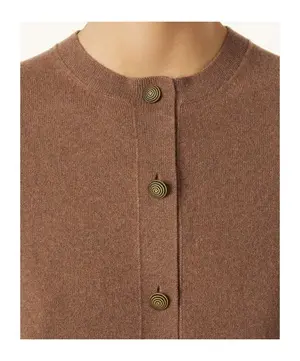 Loro Piana Ribbed Crew Neck Cardigan With Metal Buttons
