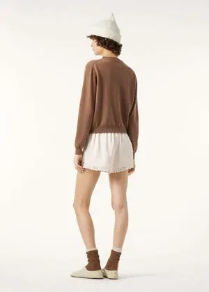 Loro Piana Ribbed Crew Neck Cardigan With Metal Buttons