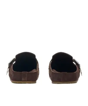 Burberry Suede Clogs With Buckled Strap