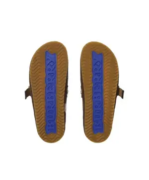 Burberry Suede Clogs With Buckled Strap