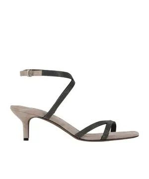 Brunello Cucinelli Embellished Leather High Heel Sandals