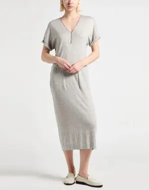 Brunello Cucinelli V-neck Short Sleeve Knit Dress