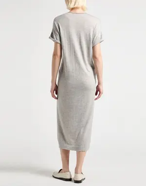 Brunello Cucinelli V-neck Short Sleeve Knit Dress