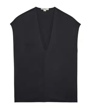 Vince Double-layered V-neck Silk-blend Top - Black