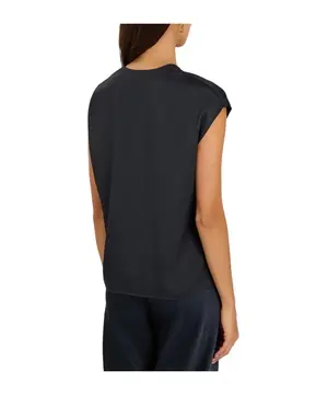 Vince Double-layered V-neck Silk-blend Top - Black