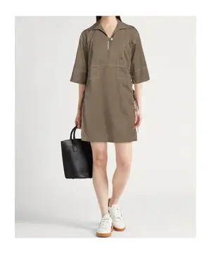 Tory Burch Lapel Short Sleeve Dress With Patch Pockets