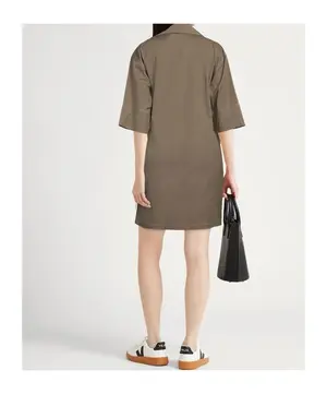 Tory Burch Lapel Short Sleeve Dress With Patch Pockets