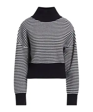 Max Mara Striped Turtleneck Long Sleeve Knit - Black