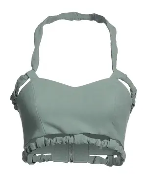GANNI Plain Colour Crop Top - Gray