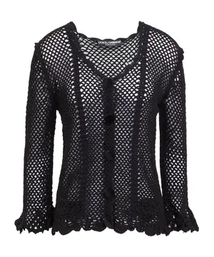 Dolce & Gabbana Solid Color Wool Knit Sweater - Black