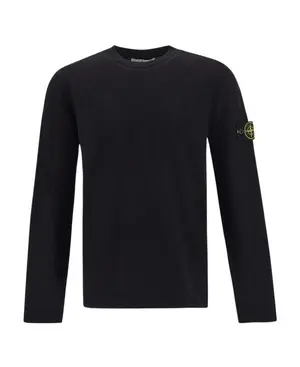 Stone Island Logo Patch Crewneck Knitted Jumper - Blue