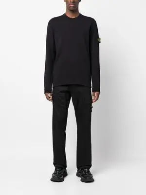 Stone Island Logo Patch Crewneck Knitted Jumper - Blue