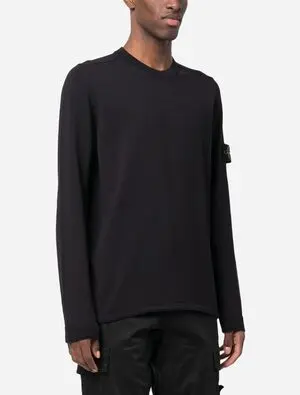 Stone Island Logo Patch Crewneck Knitted Jumper - Blue