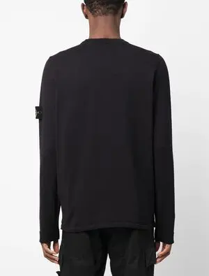 Stone Island Logo Patch Crewneck Knitted Jumper - Blue