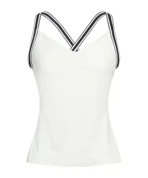 Tory Burch V-neck Sleeveless Jersey Top With Piping
