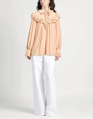 Chloé Ruched Bow-tie Neckline Crepe Top