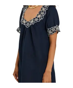 Rixo Floral Hollow Lace Puff Sleeve Mini Dress