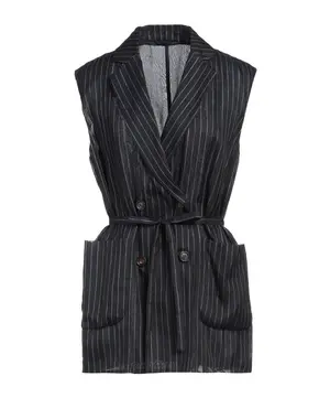 Brunello Cucinelli Double-breasted Pinstriped Sleeveless Blazer - Black