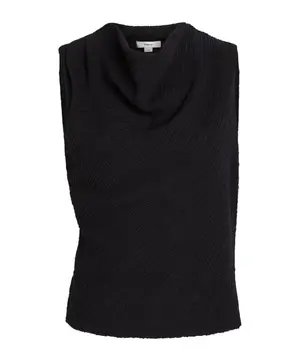 Vince Draped Textured Fine-knit Cowl Neck Top