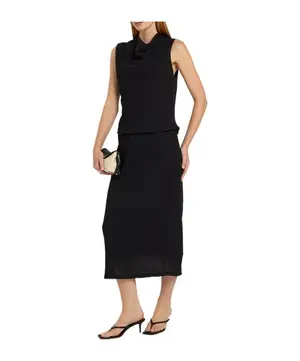 Vince Draped Textured Fine-knit Cowl Neck Top