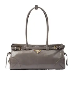 Prada Triangle Logo Tote Bag - Gray