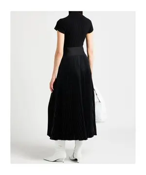 Balenciaga Pleated Midi Skirt With Logo Waistband