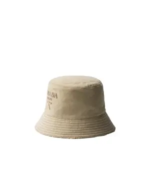 Prada Embroidered Logo Bucket Hat - Nude