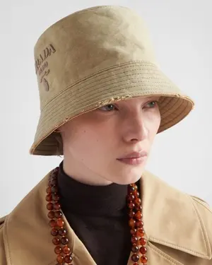Prada Embroidered Logo Bucket Hat
