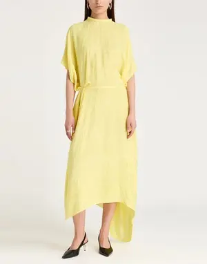 Balenciaga Short-sleeve Belted Long Dress